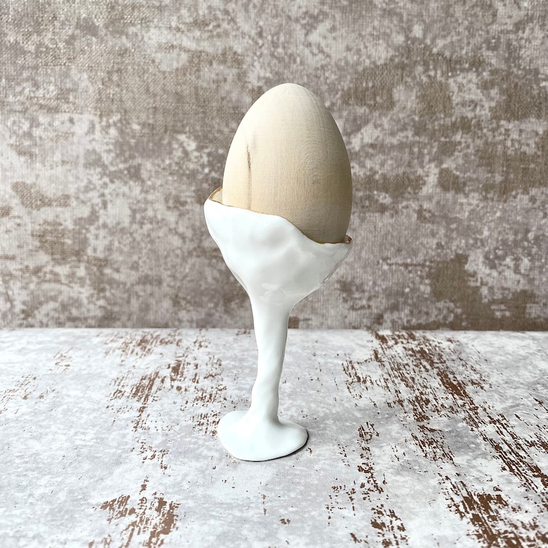 Handmade Porcelain Egg Cup With Feet Plated With Real Gold - Etsy