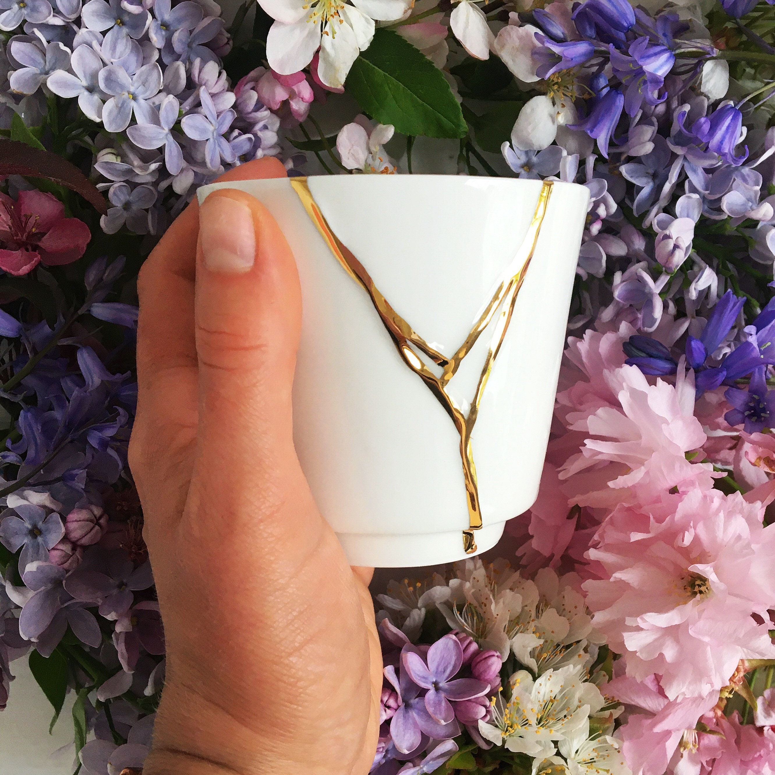 Kintsugi Cup White and Gold Japanese Cup Kintsugi | Etsy