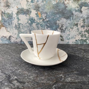 Kintsugi Cup and Saucer, Handmade Coffee Cup, Mother's Day Gift - Etsy