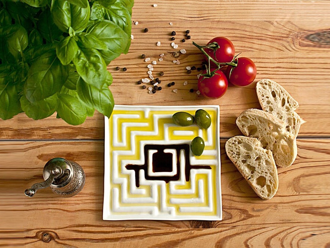 Handmade Bone China Olive Oil Dipping Plate: Maze Ceramic Dish - Etsy