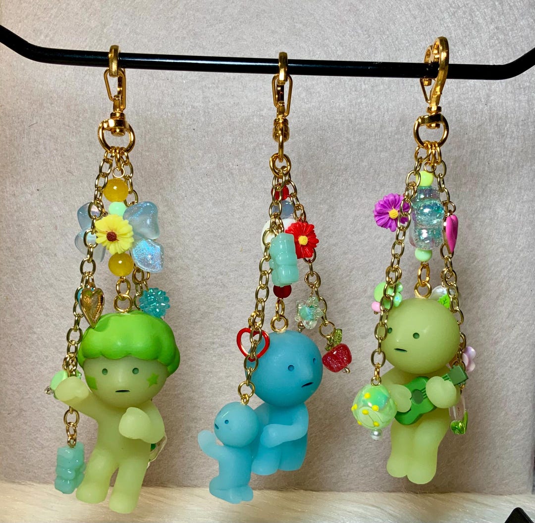 Smiski Keychain | Handmade Beaded Glow Figure Bag Charm - Etsy