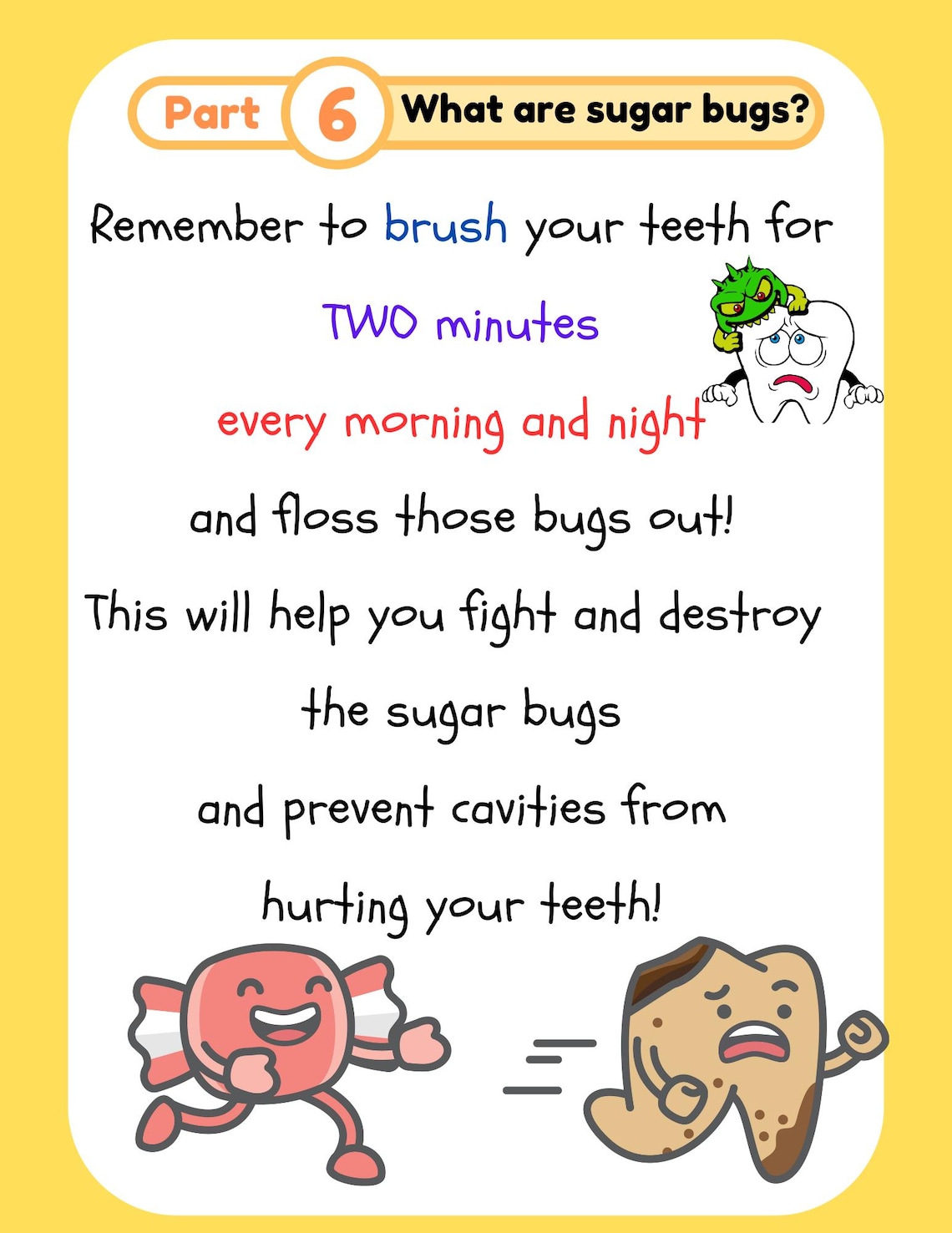 Printable Mini Book: Sugar Bugs - Cavities – Oral Hygiene Story for ...