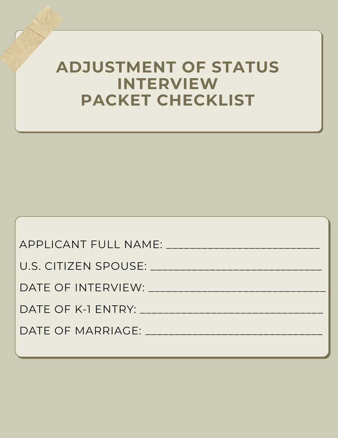 I-485 Adjustment of Status Checklist (marriage Based) - Etsy