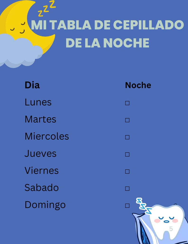 Bilingual Tooth Brushing Chart: Kids' English Spanish Routine (digital ...