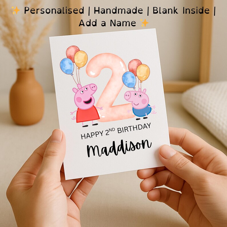 Free Delivery Personalised Peppa Pig Inspired Birthday Card, Handmade ...