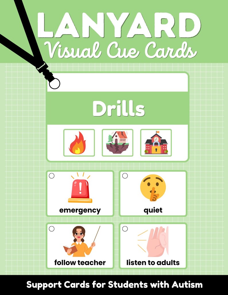 Autism Lanyard Visual Schedule Printable Portable Routine Cards for ...