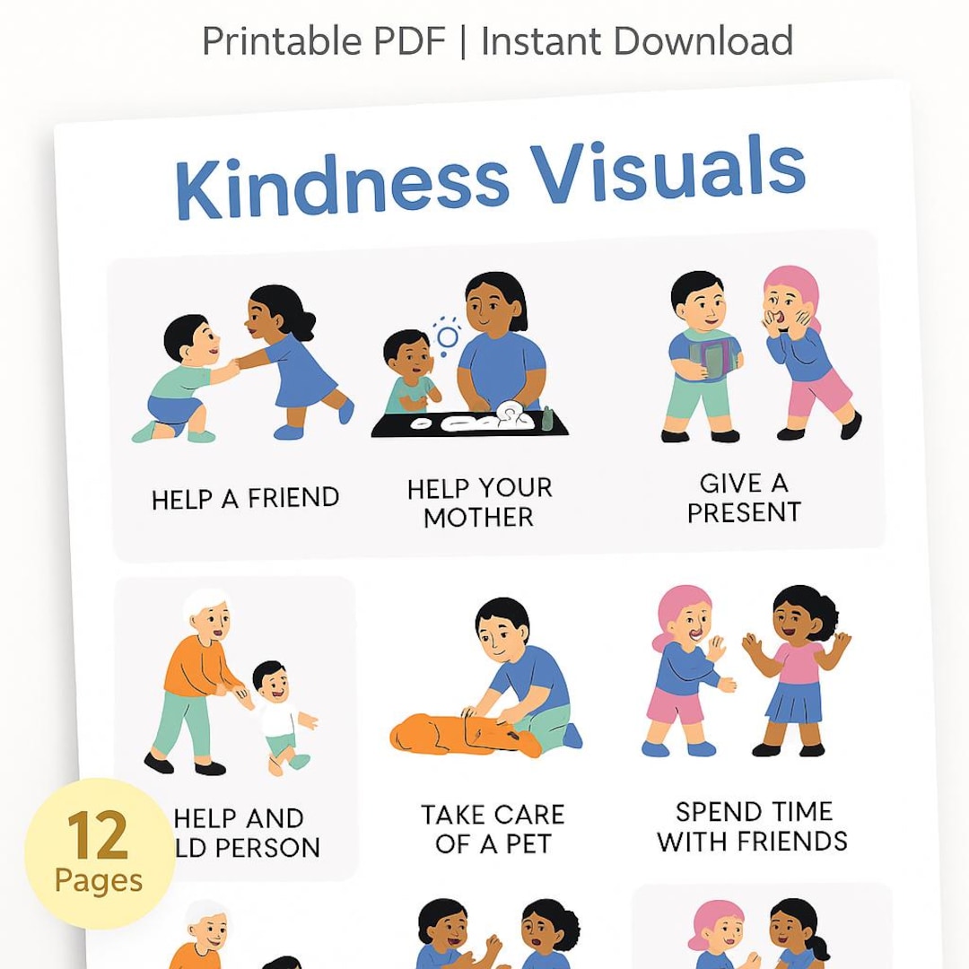 Kindness Visual Posters for Kids Printable PDF | Social Emotional ...