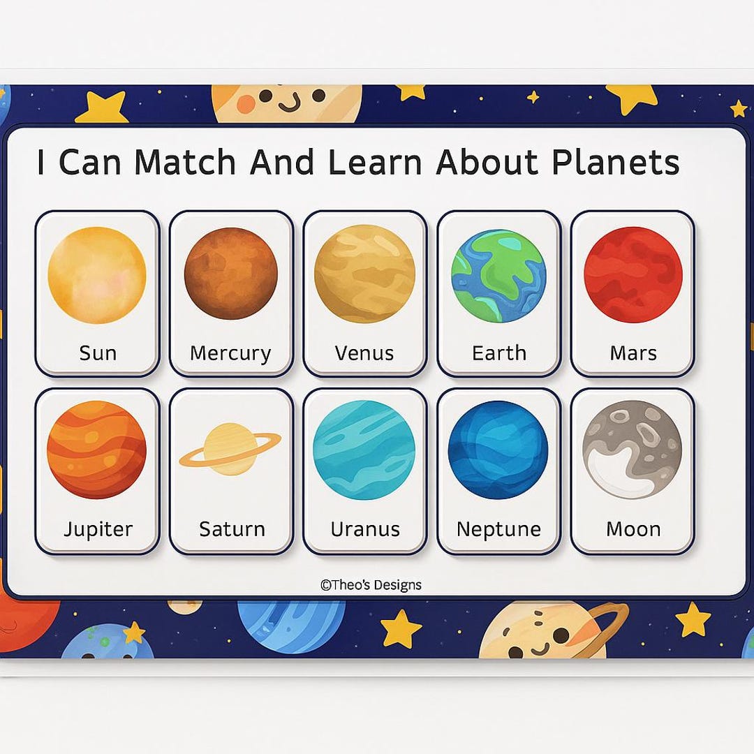 Solar System Matching Game: Montessori Learning Board for Toddlers ...