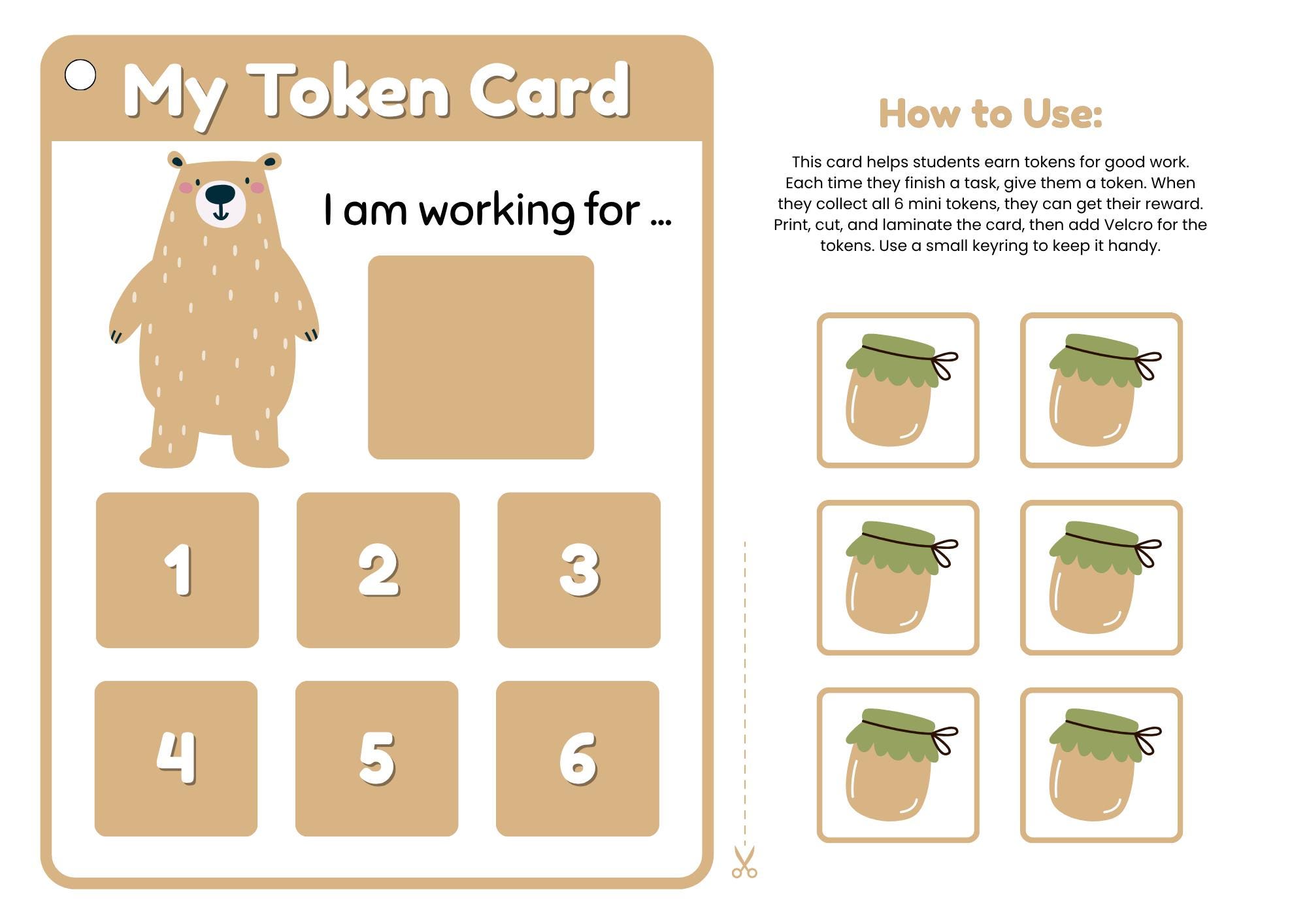 Printable Bear Token Board: Visual Reward Chart for Kids (digital ...