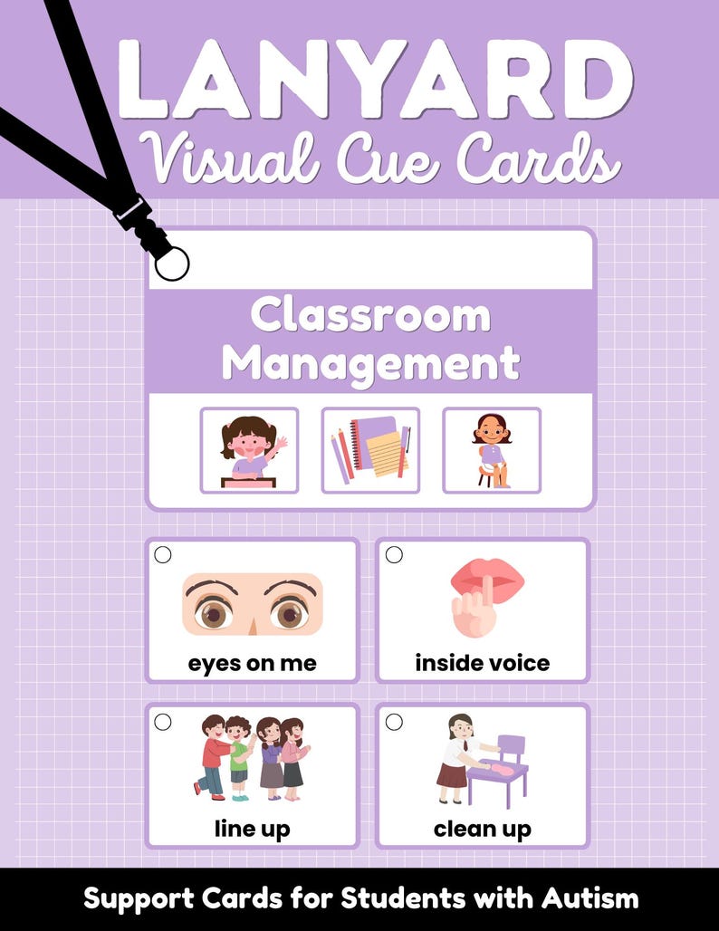 Autism Lanyard Visual Schedule Printable Portable Routine Cards for ...