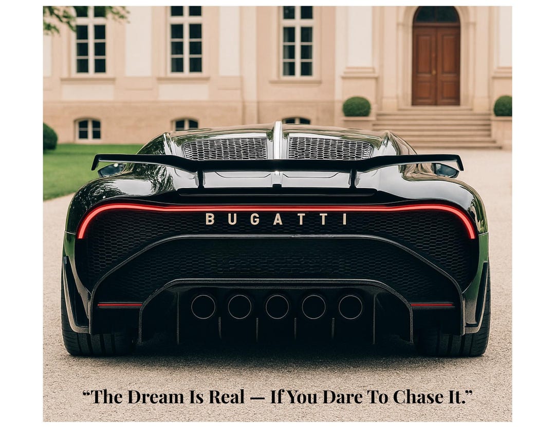Bugatti Rear View Wall Art – “the Dream is Real” Supercar Poster Luxury ...