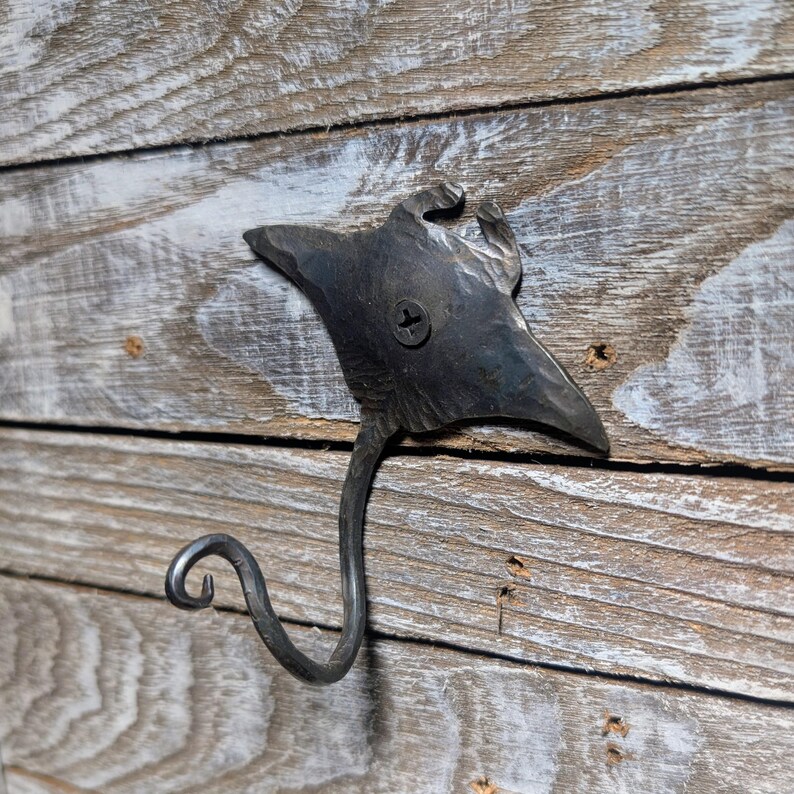 Hand Forged and Laser Cut Manta Ray Coat Hook/key Hook - Etsy