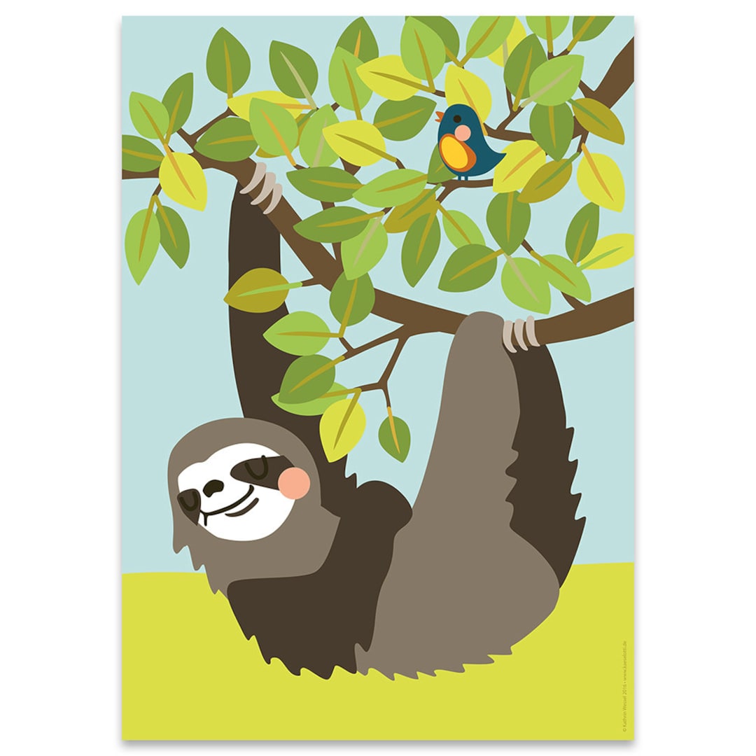 Sloth, Art Print, 8,3" X 11,7", Poster, Wall Decoration, Children's ...