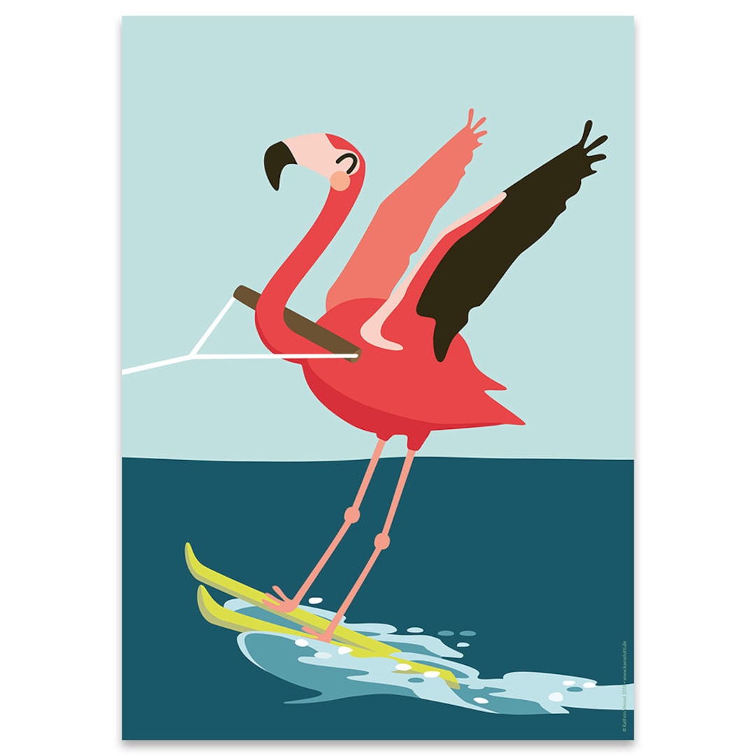 Flamingo, Art Print, 8,3" X 11,7", Poster, Wall Decoration, Children's ...