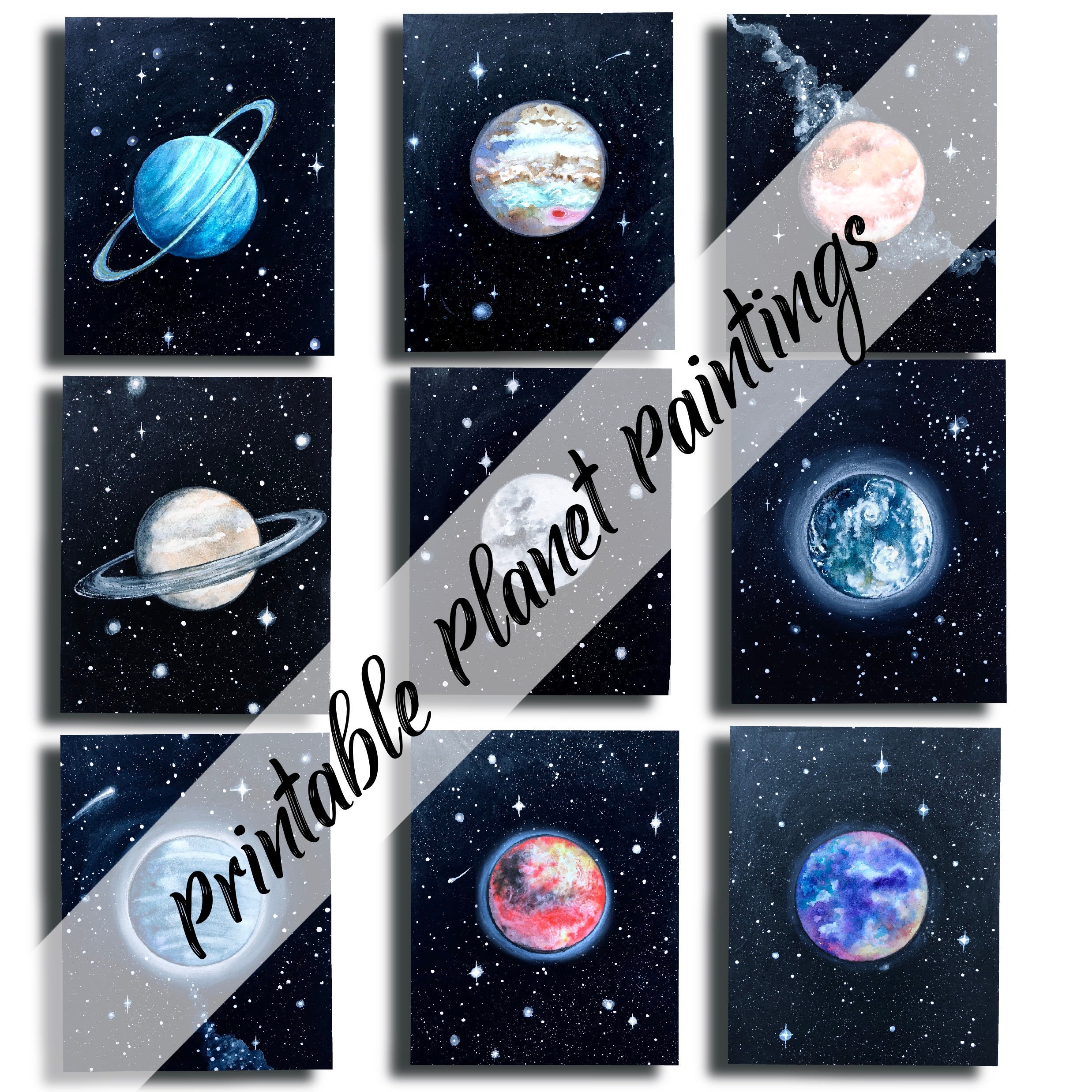 Printable Digital Planet Posters and Flashcards | Etsy