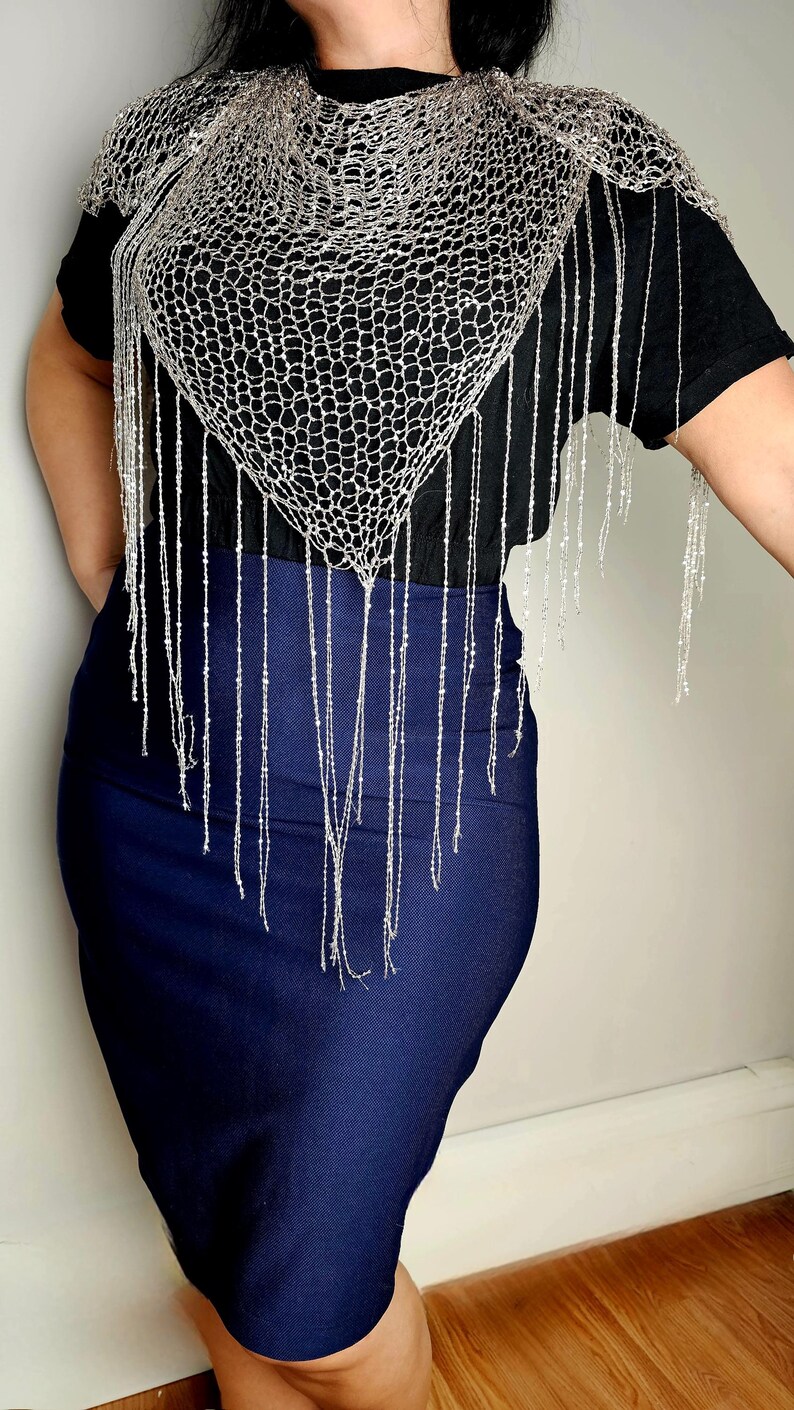 Handmade Sequin Triangle Shawl: Sparkly Festival Wrap, Headscarf or ...