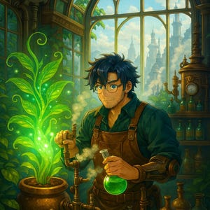 Alchemist Greenhouse AI Art Print – Fantasy Steampunk Botanist Poster ...