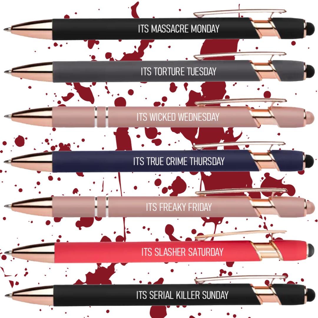 Crime Slasher Days of the Week Pen Pack Funny Sayings - Etsy