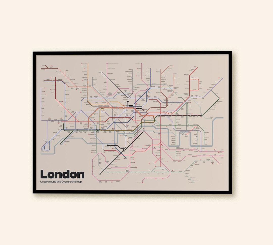 London Underground and Overground Map Poster, London Tube Print - Etsy
