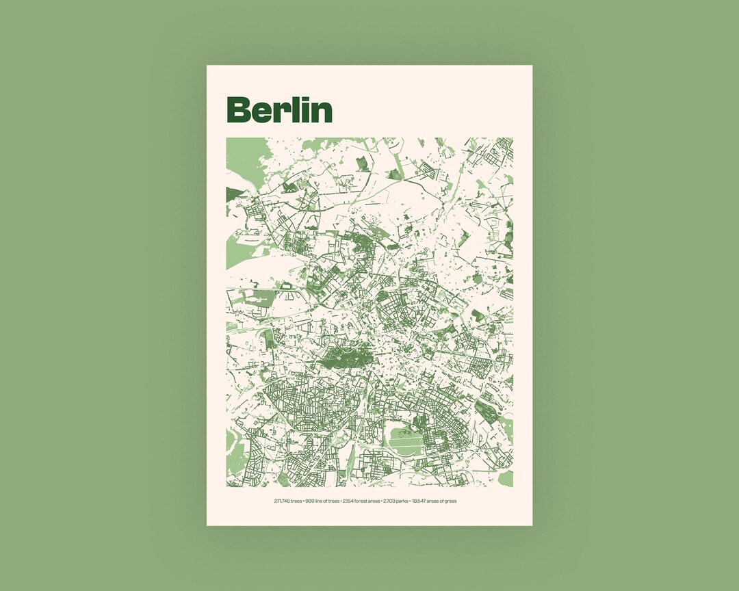 Custom City Map Print of Green Areas, Greenery Maps Wall Art - Etsy
