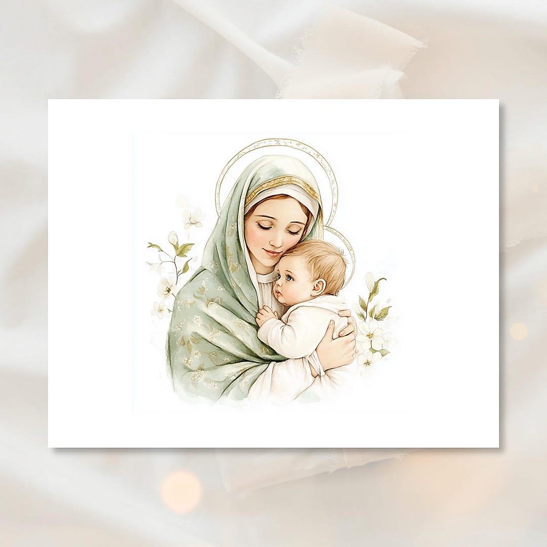 Blessed Virgin Mary & Jesus Folded Religious Note Cards/set of 10 Notes ...