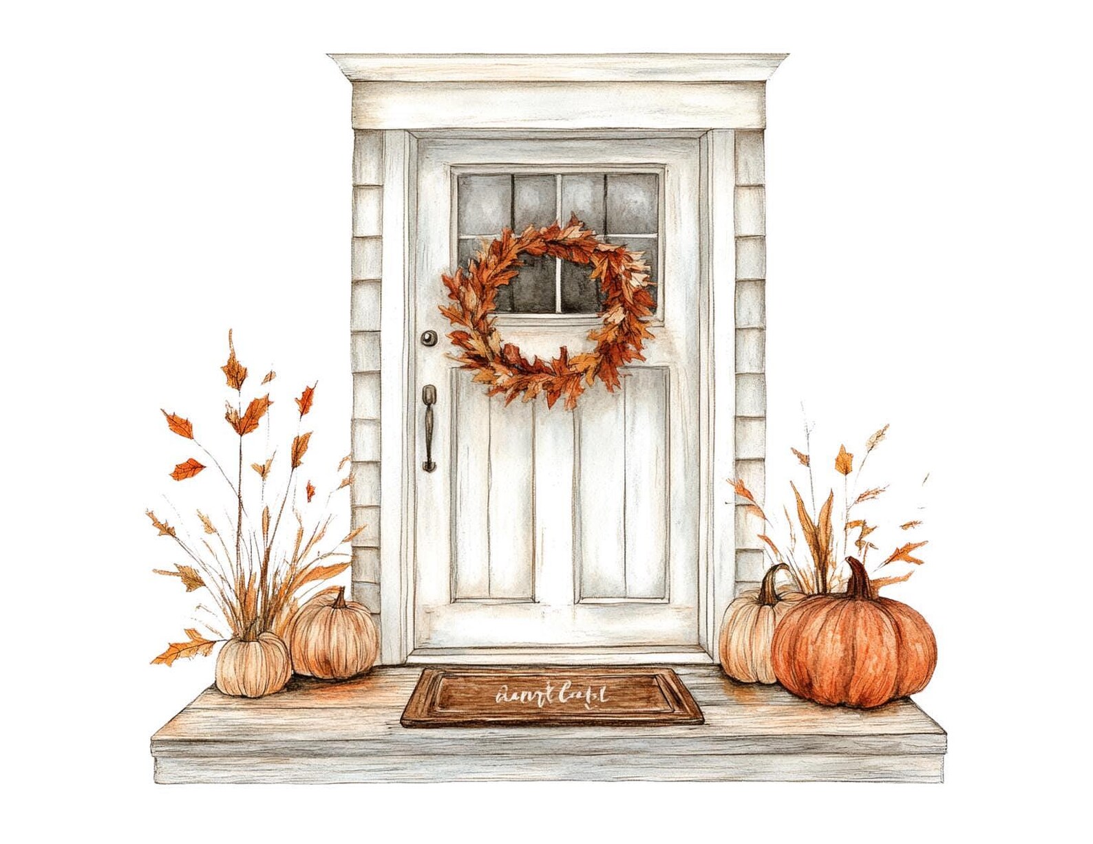 Autumn Front Door Folded Note Cards/set of 10 Notes - Etsy