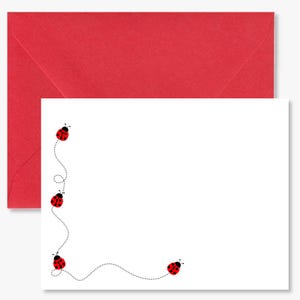 Ladybug With Trail Flat Note Card Set/set of 10 Notes - Etsy