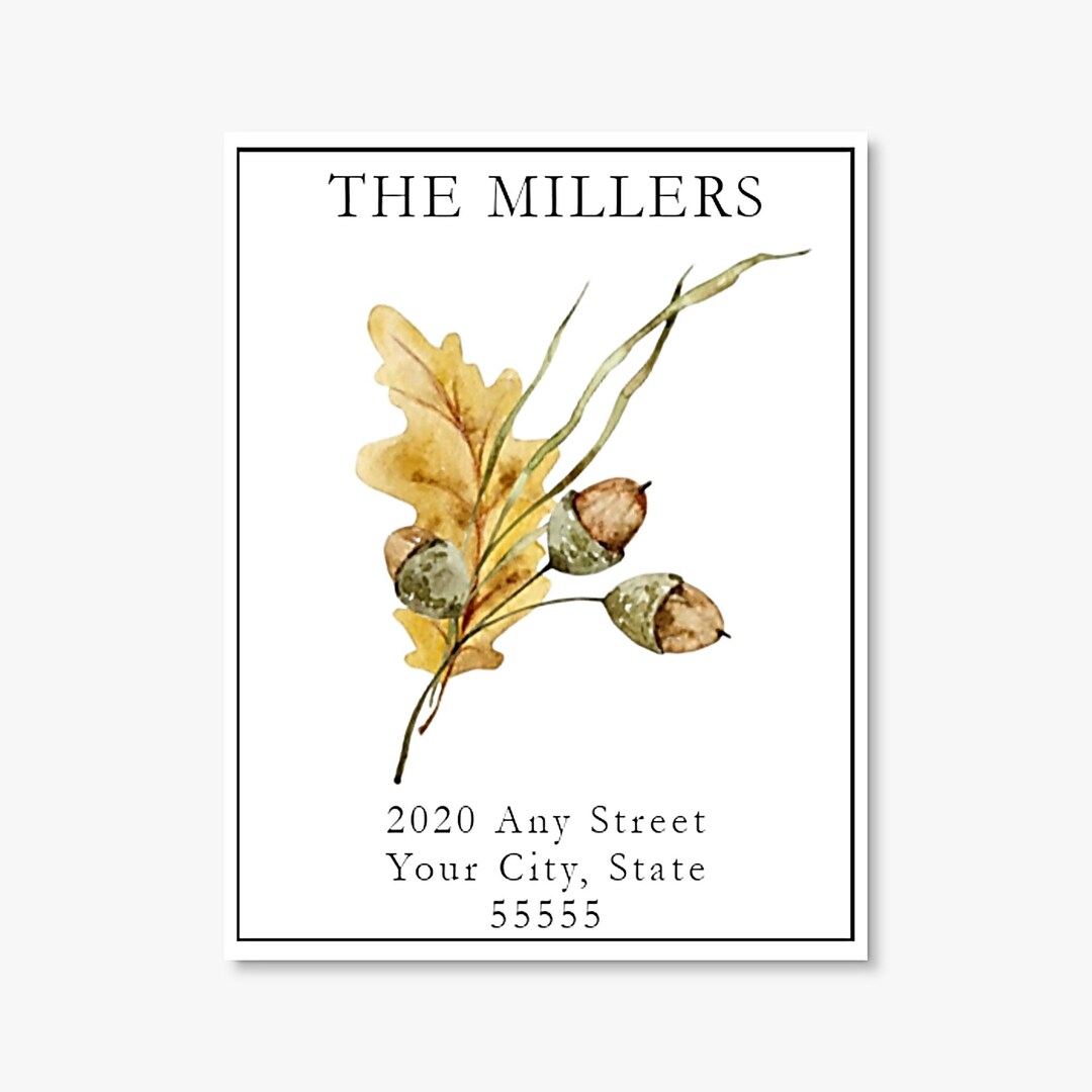 Personalized Printed Acorn and Leaves Return Address Labels/label ...