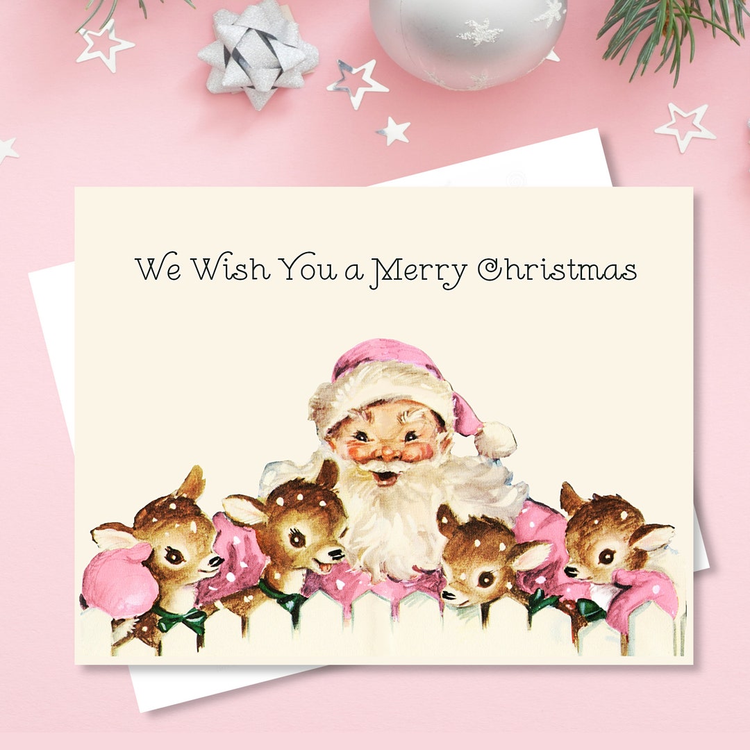 Santa Claus and Baby Reindeer Note Cards/set of 10 - Etsy