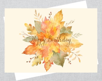 Autumn Birthday Card - Etsy