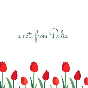 Red Tulip Border Note Cards, Tulip Notes, Set of 10 - Etsy