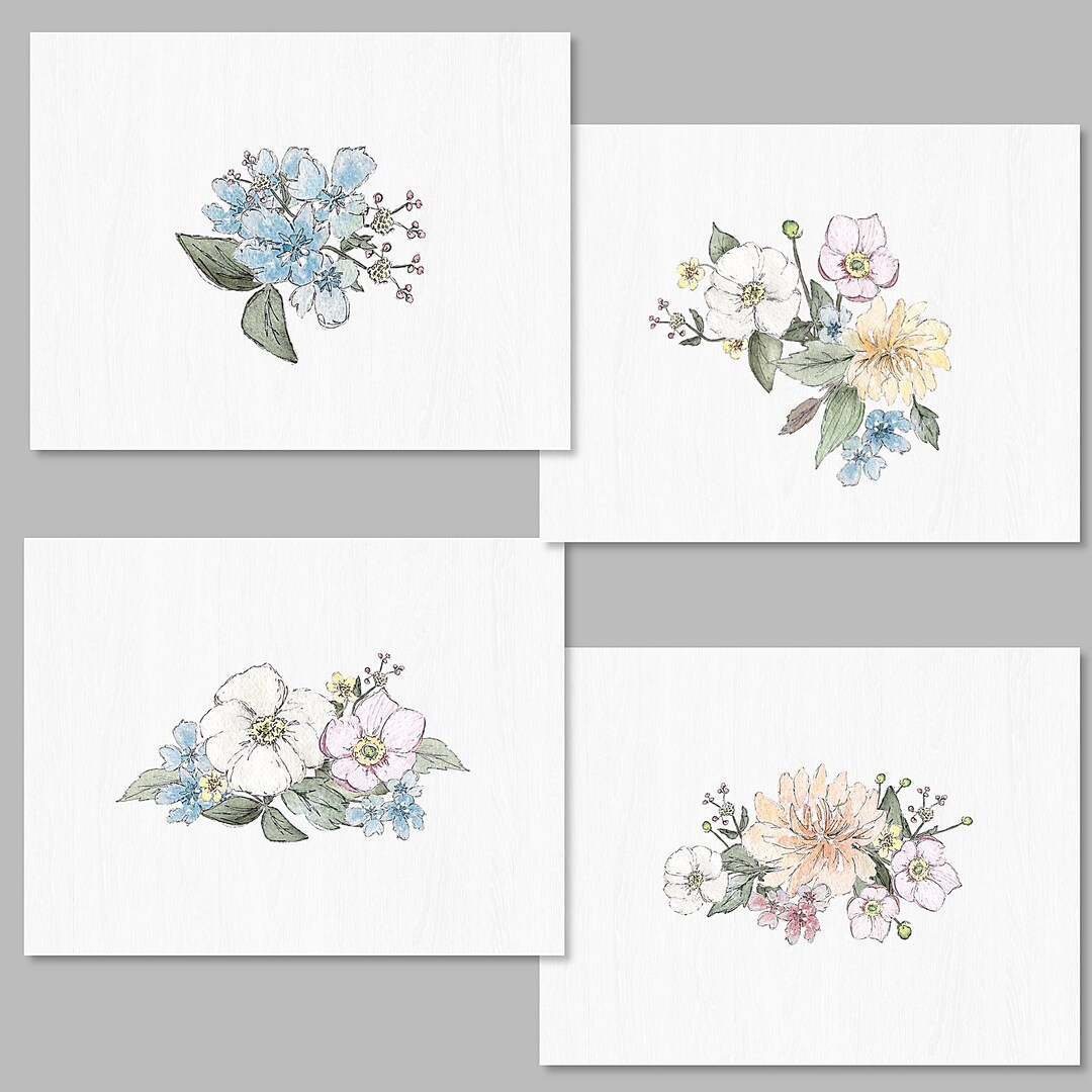 Floral Pattern Note Card Set - Etsy