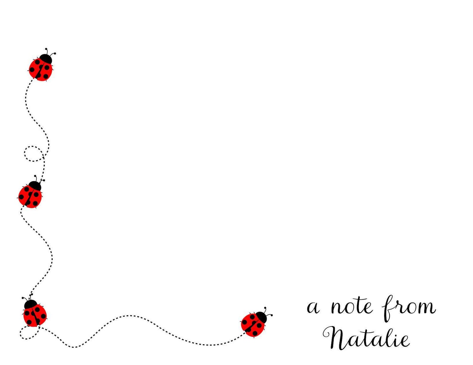 Ladybug With Trail Flat Note Card Set/set of 10 Notes - Etsy