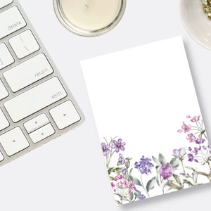 Lavender Floral Border Note Pad, 50 Sheet Pad, Watercolor Lavender ...