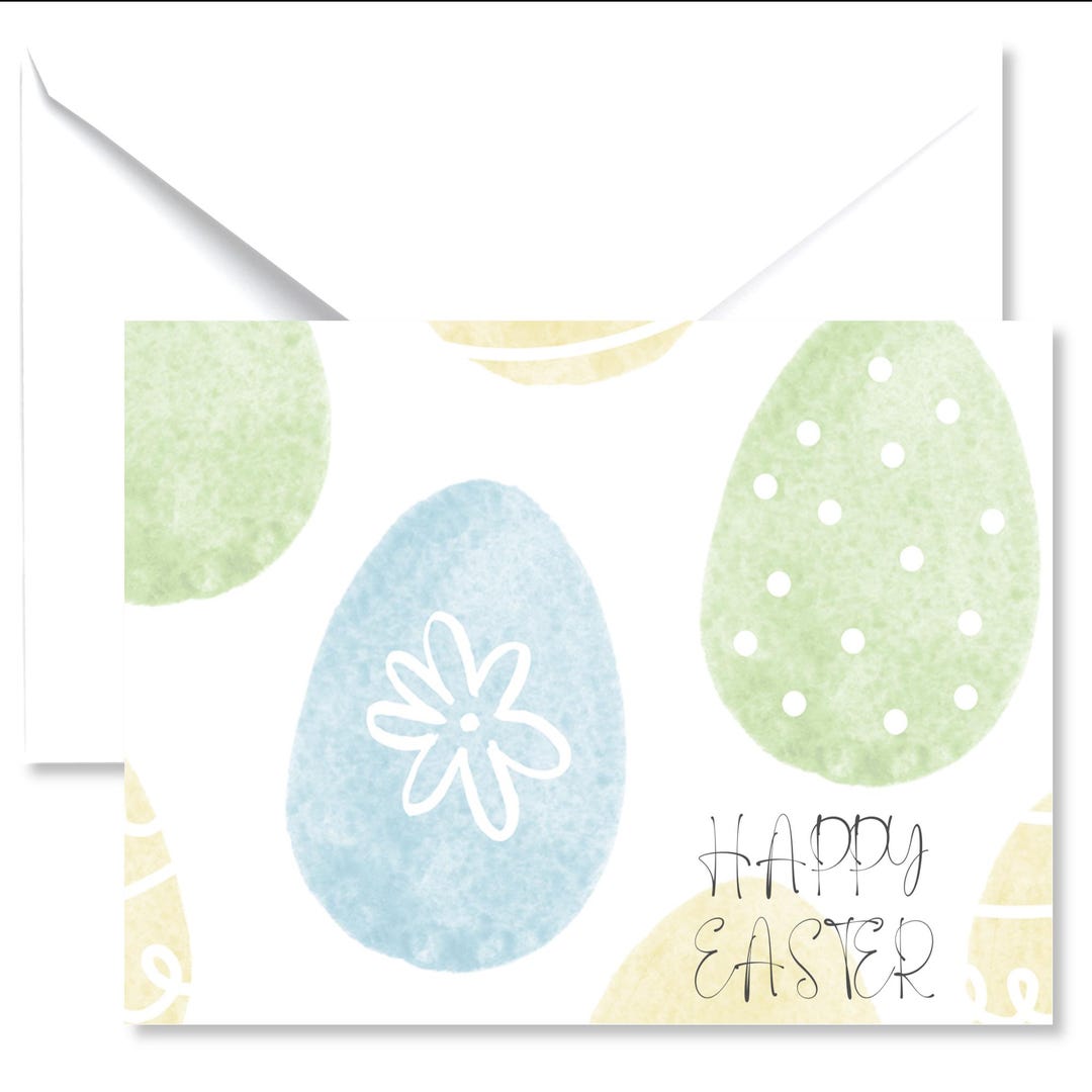 Watercolor Easter Eggs Illustrated Card - Etsy