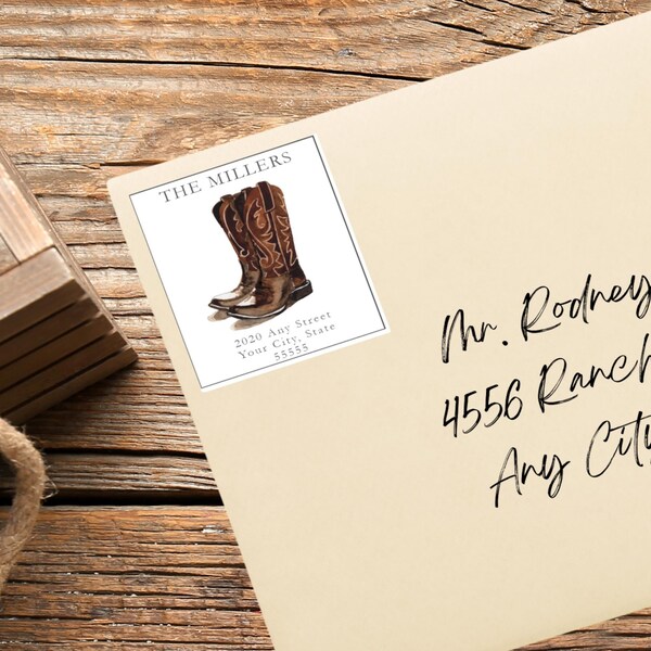 Western Address Stamp - Etsy