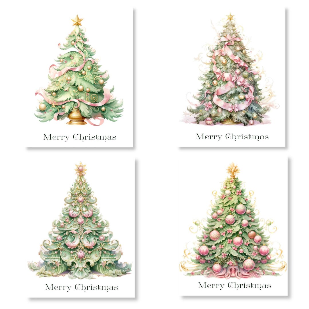 Victorian Christmas Trees Note Card Set/set of 8 - Etsy