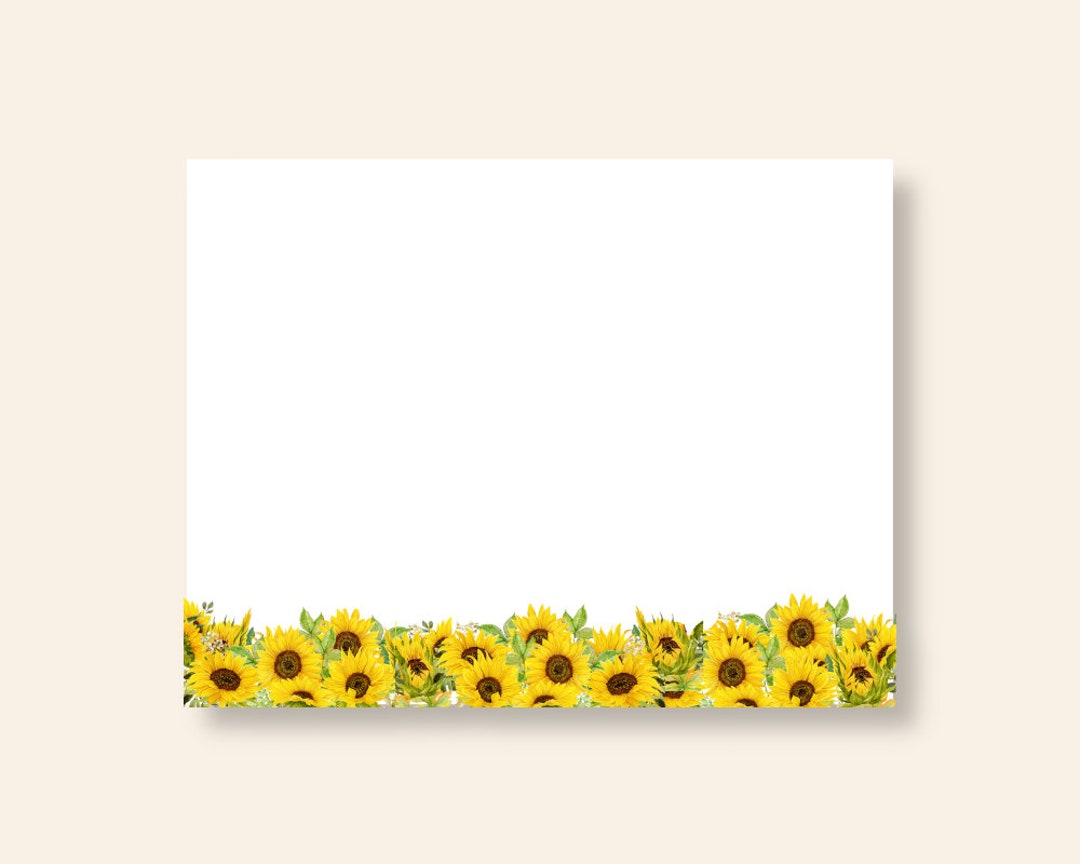 Sunflower Border Flat Notes/set of 10 Notes - Etsy