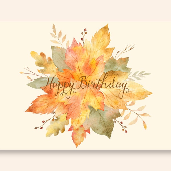 Autumn Birthday Card - Etsy