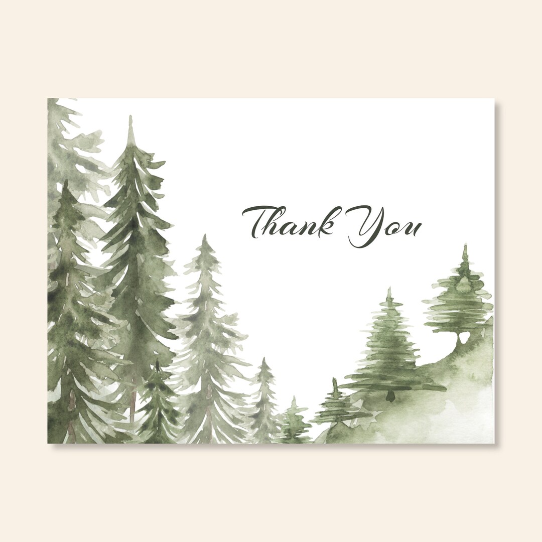 Watercolor Pine Forest Note Cards/set of 10 - Etsy