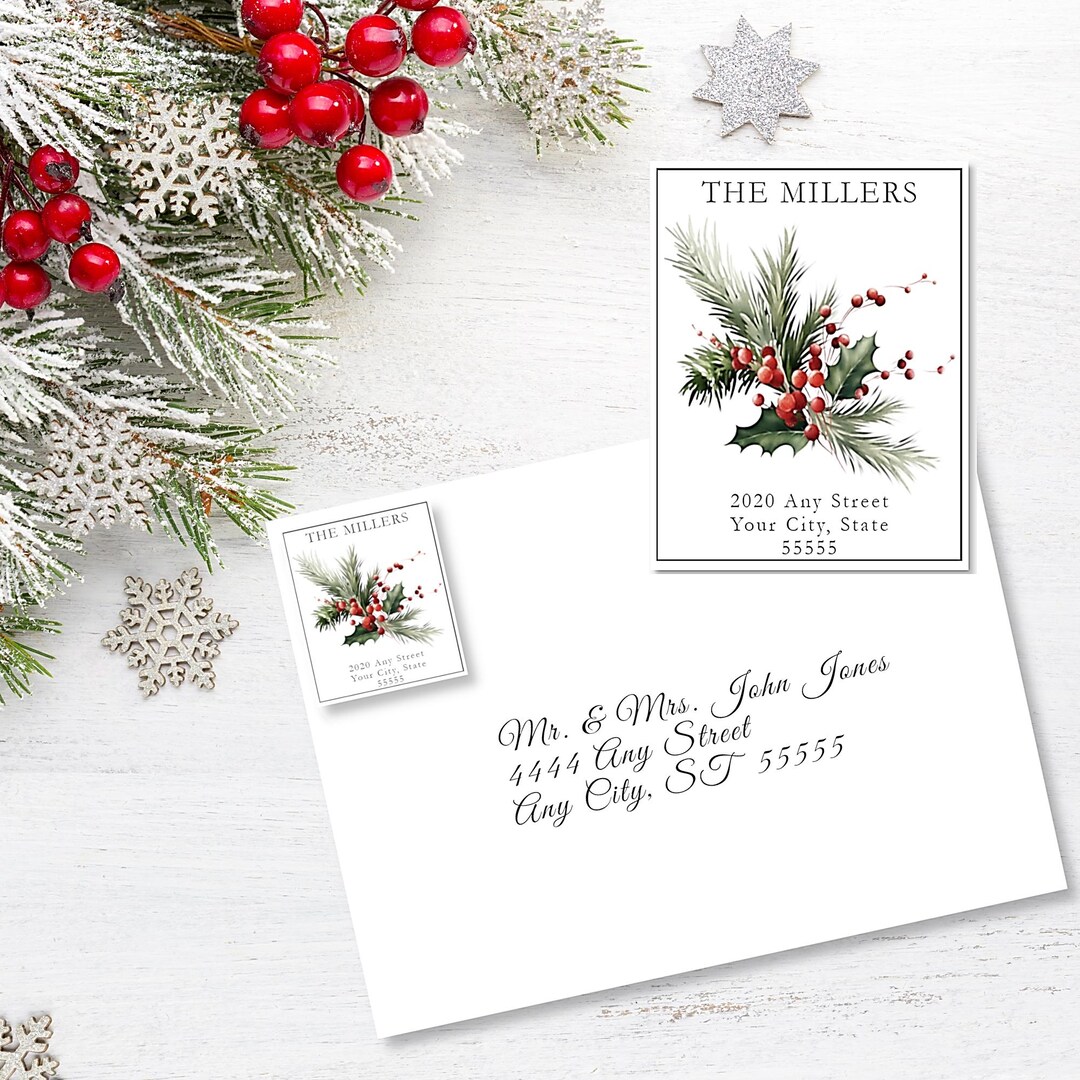 Personalized Printed Red Holly Return Address Labels/label Sheets - Etsy