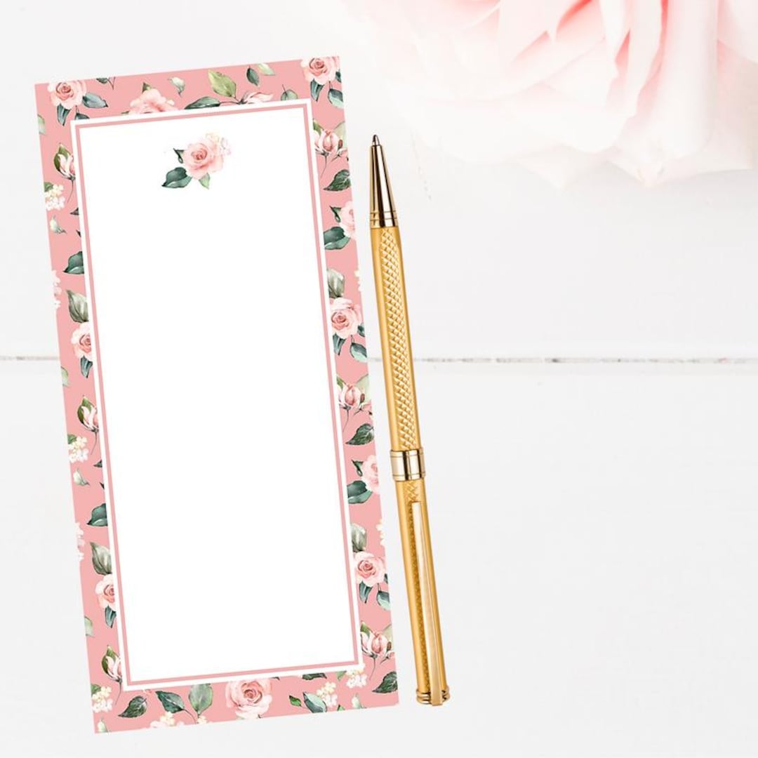 Rose Pattern Background Long Notepad//50 Sheets - Etsy