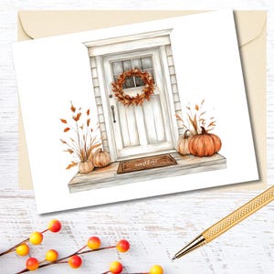 Autumn Front Door Folded Note Cards/set of 10 Notes - Etsy