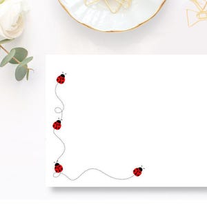 Ladybug With Trail Flat Note Card Set/set of 10 Notes - Etsy