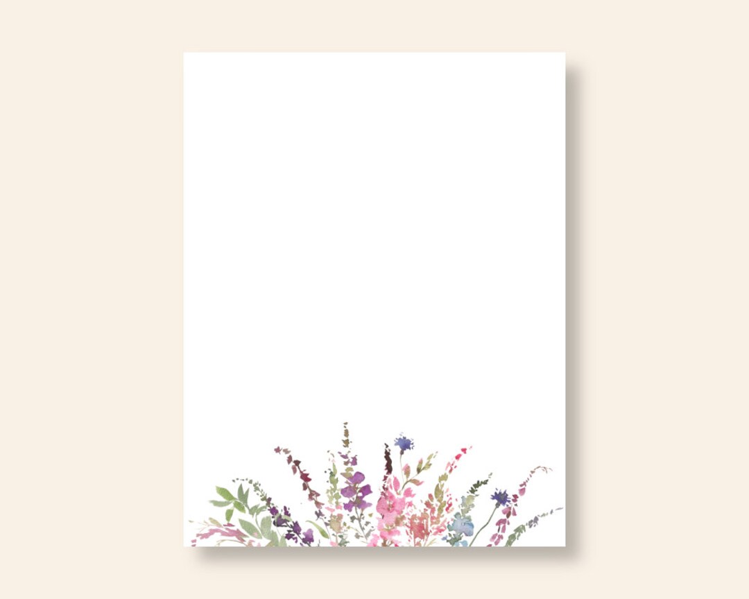 Spring Wildflower Floral Border Note Pad//50 Sheets/stocking Stuffer - Etsy