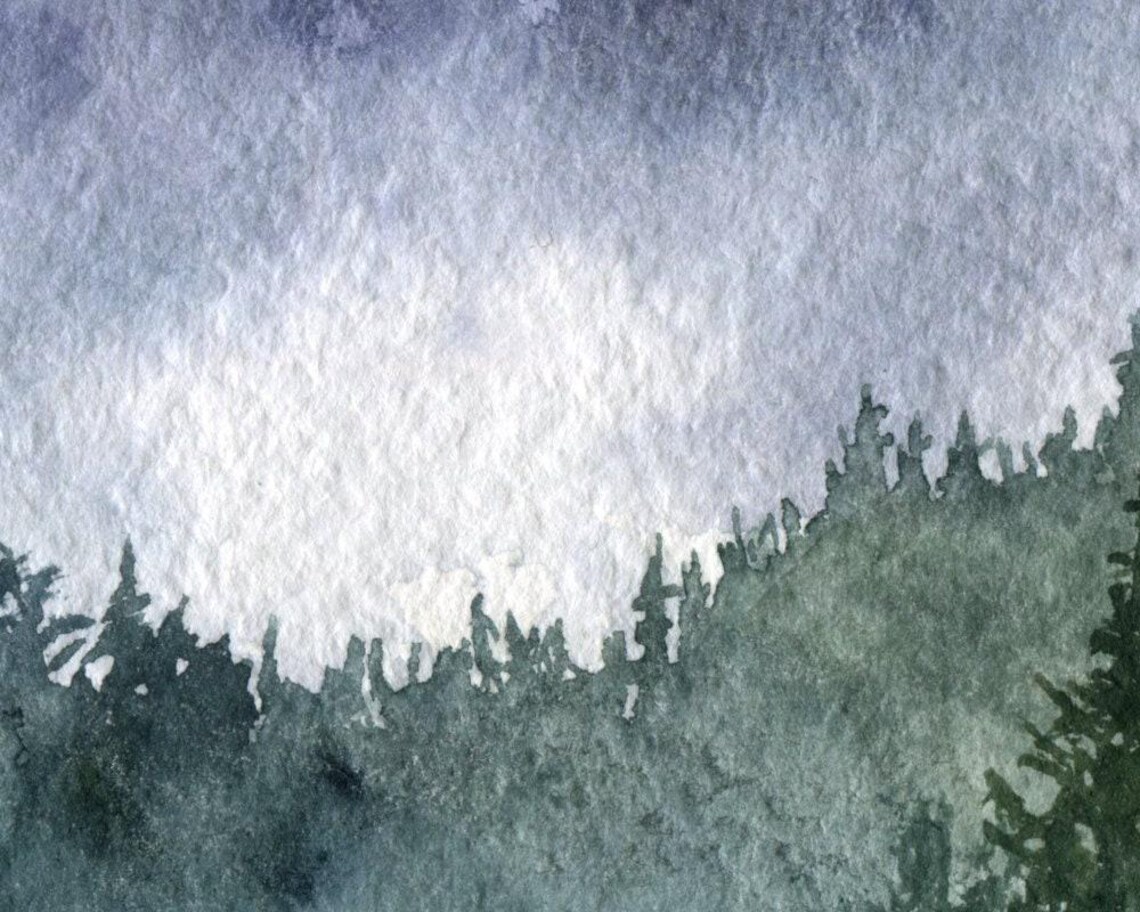Watercolor Dark Pine Forest Note Cards, Set of 10 Notes - Etsy