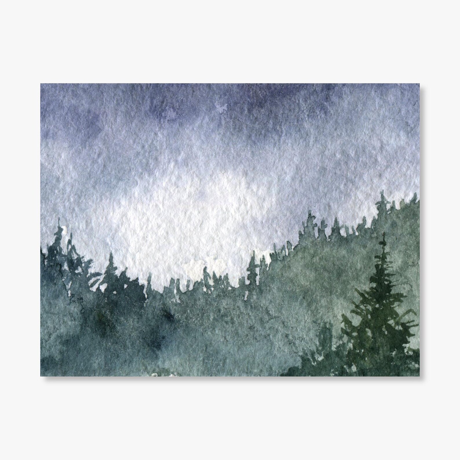 Watercolor Dark Pine Forest Note Cards, Set of 10 Notes - Etsy