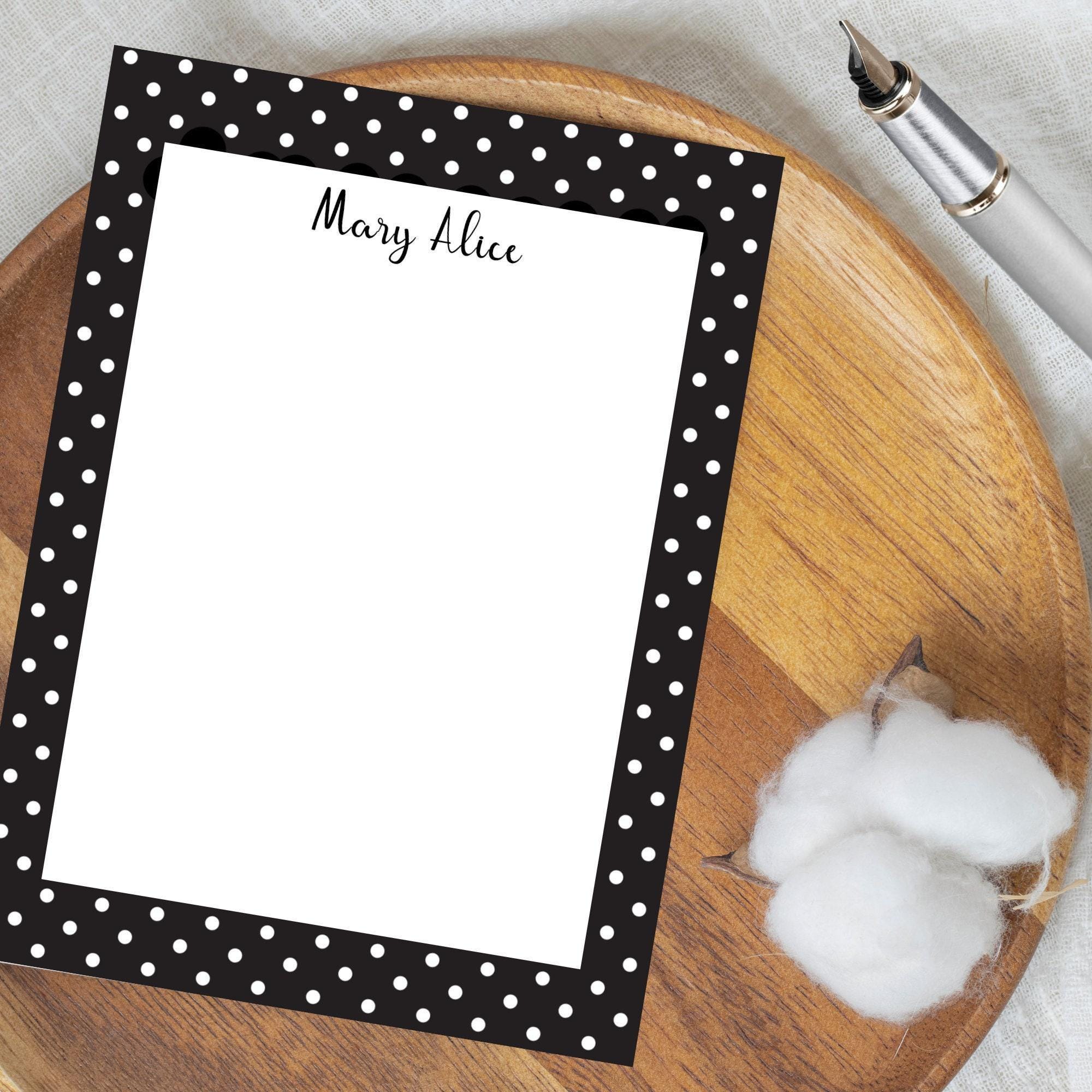 Modern Black and White Polka Dot Border Notepad - Etsy