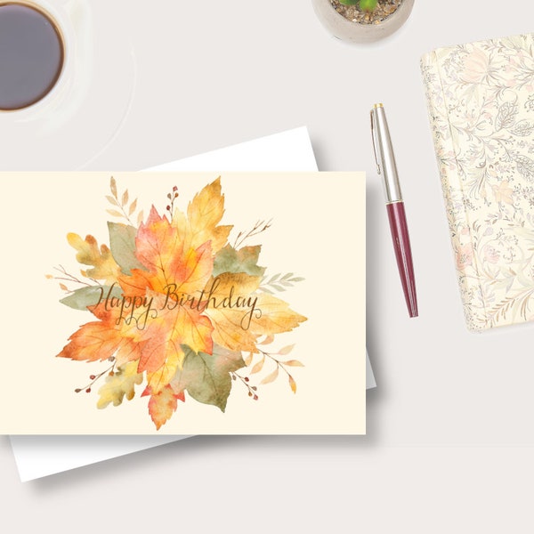 Autumn Birthday Card - Etsy