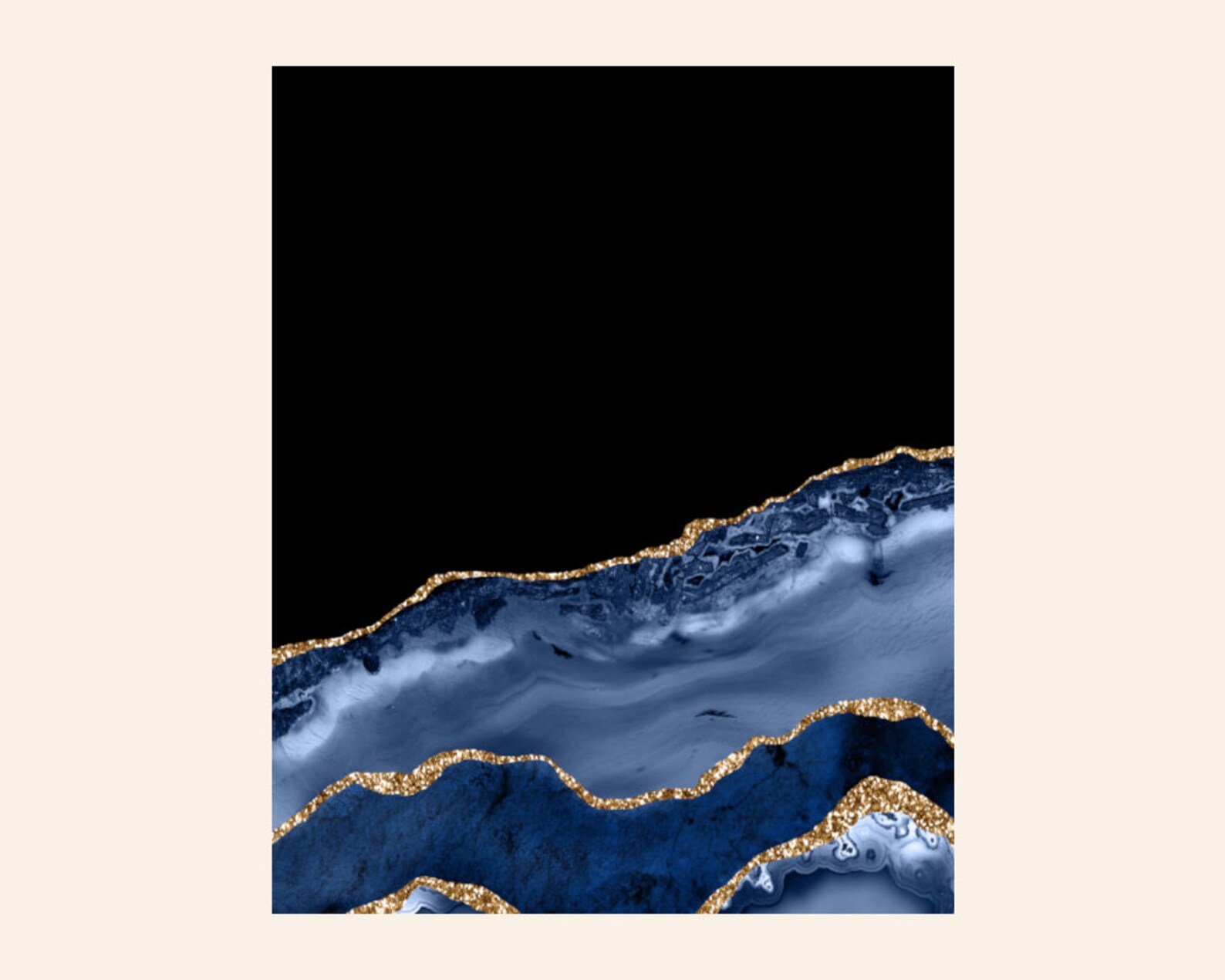 Navy Blue and Gold Glitter Geode Print/blue and Gold - Etsy